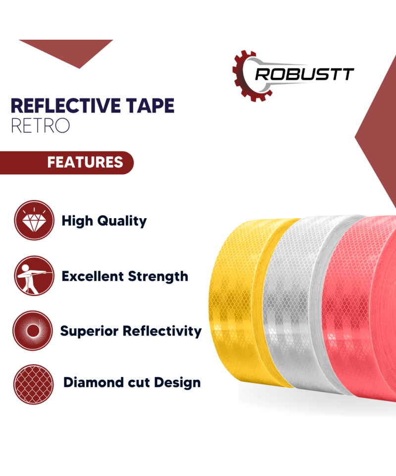 Robustt Diamond Cut Design Reflective Safety Tape 50mm x 42 Mtr